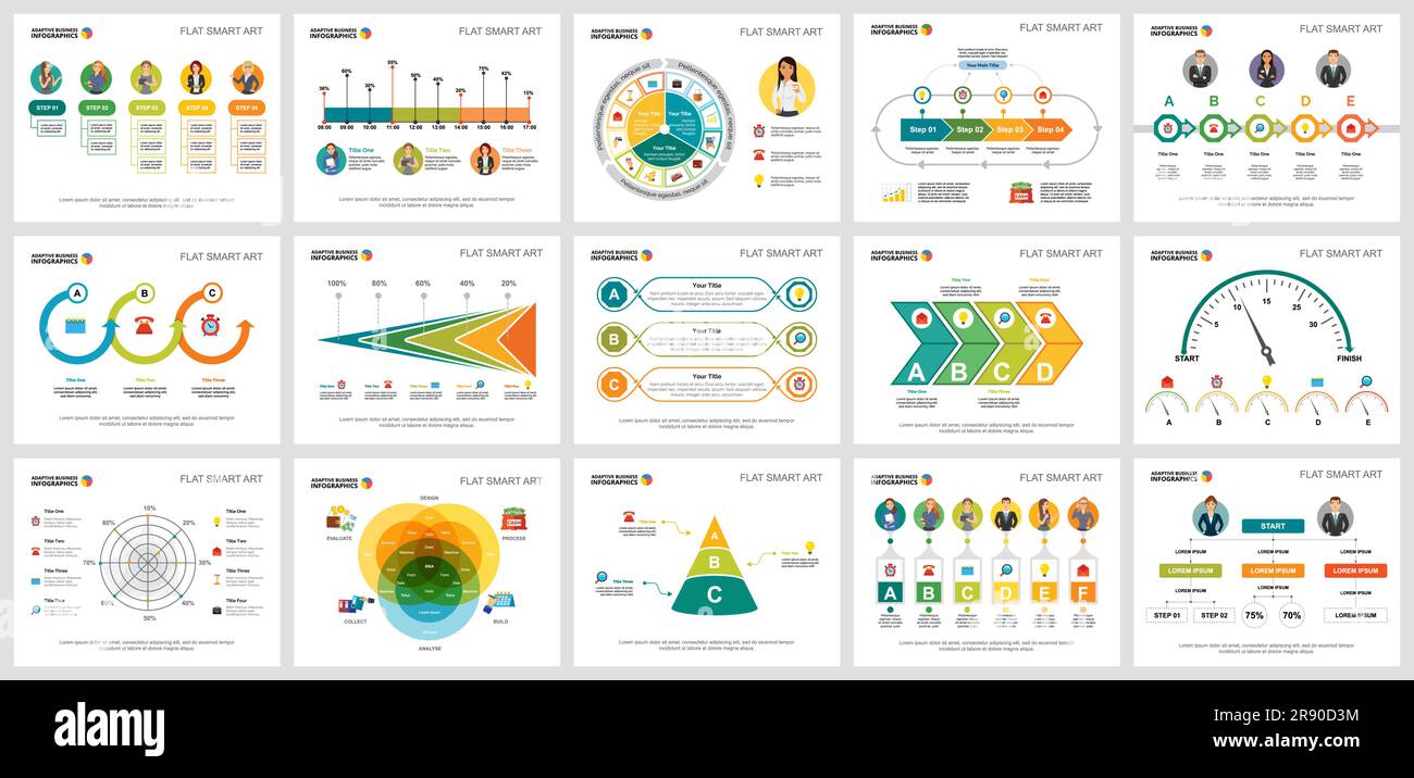 Colorful research or training concept infographic charts set Stock ...