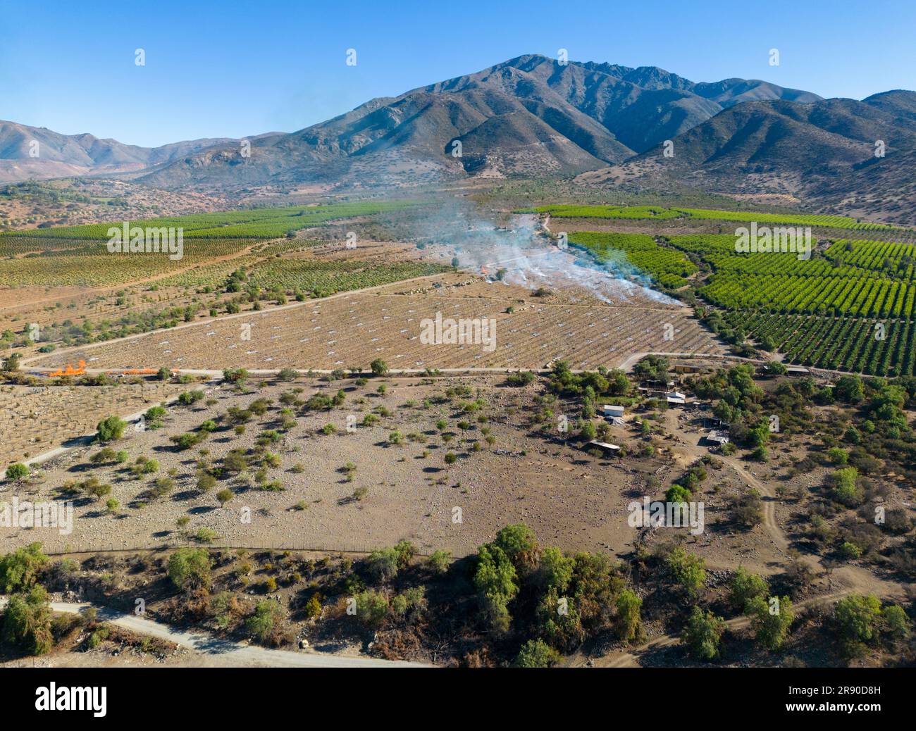 Aerial view of citriculture in Petorca in Chile, South America ...