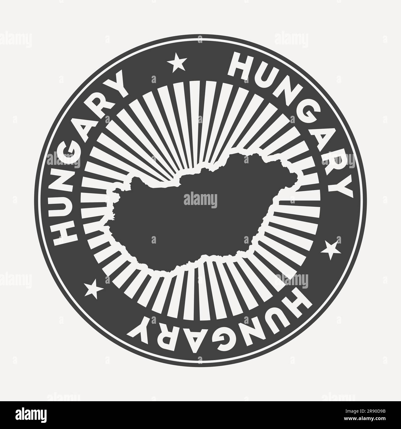 Hungary round logo. Vintage travel badge with the circular name and map ...