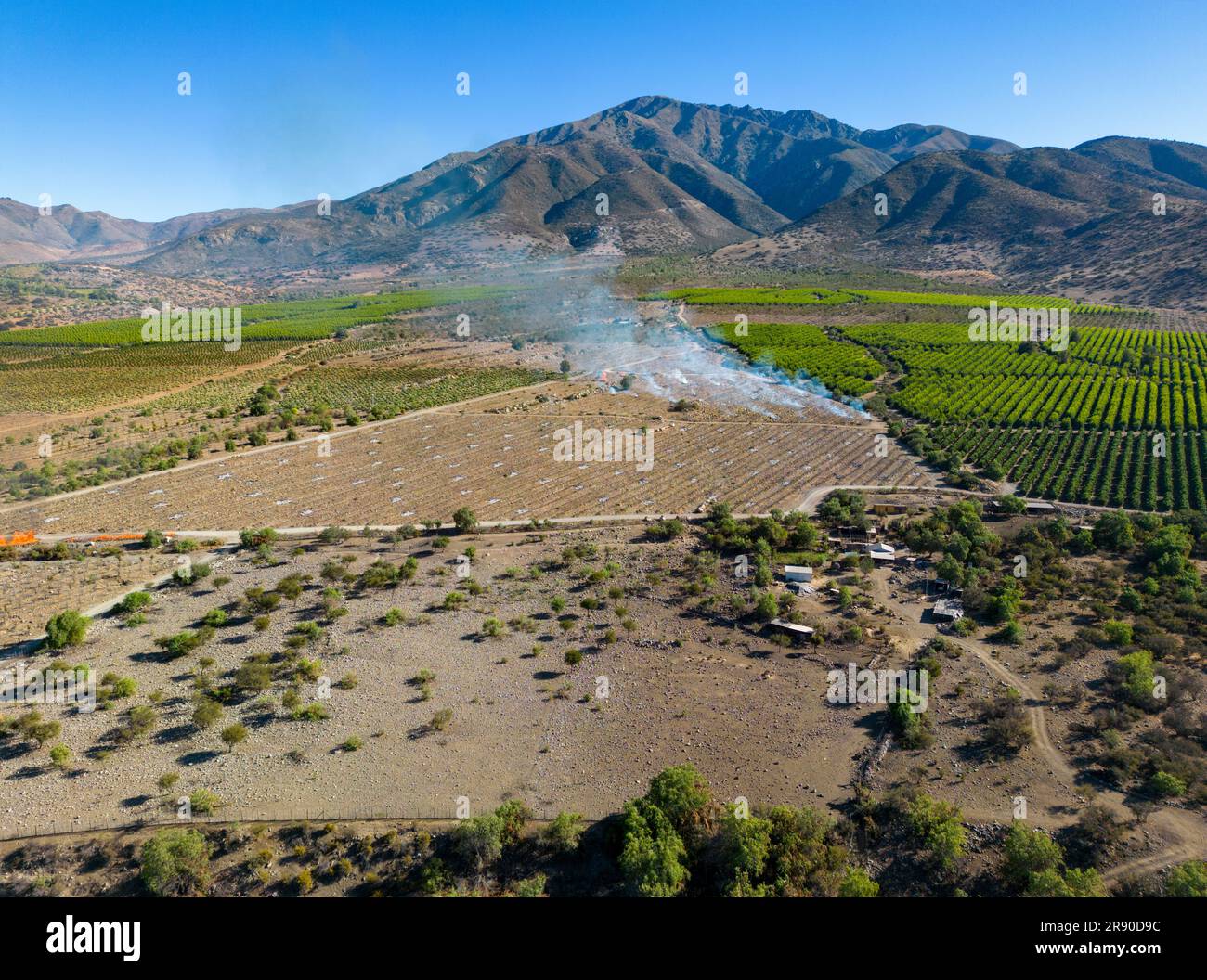 Aerial view of citriculture in Petorca in Chile, South America ...