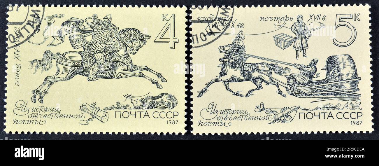Cancelled postage stamps printed by Soviet Union, that show History of ...