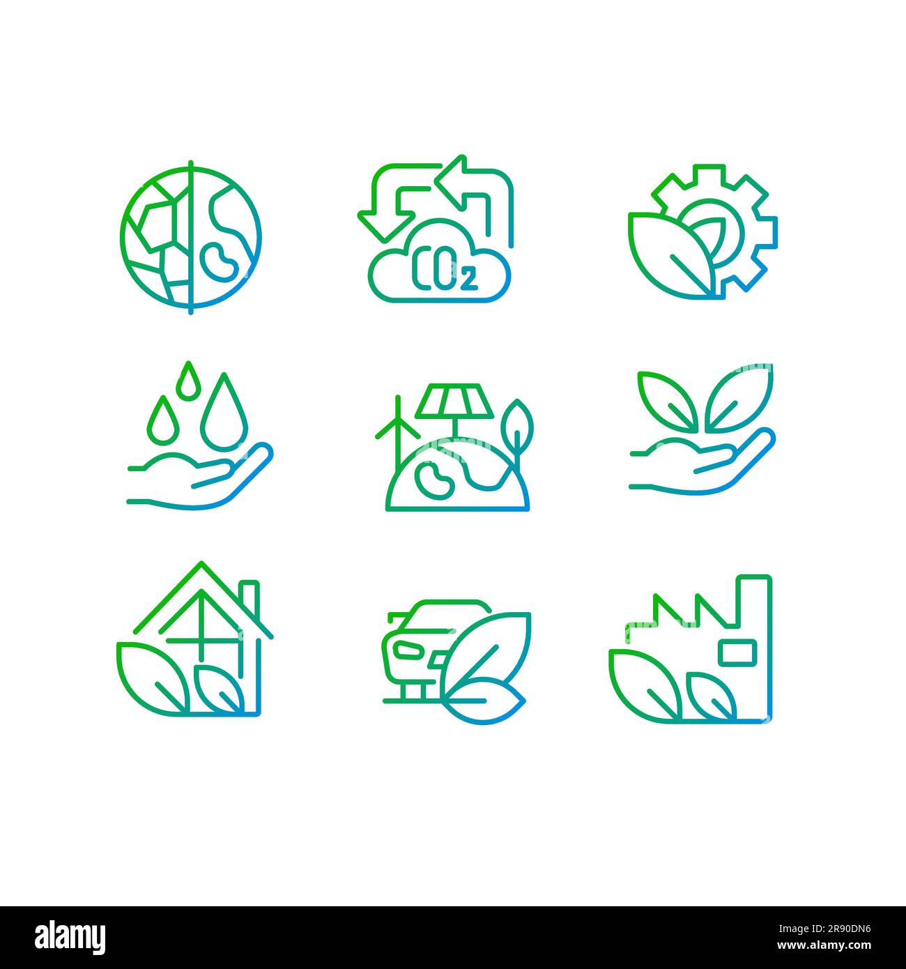 Ecology protection program pixel perfect gradient linear vector icons ...