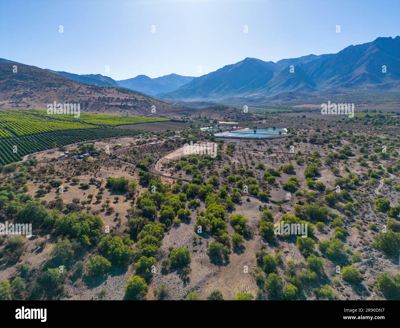 Aerial view of citriculture in Petorca in Chile, South America ...
