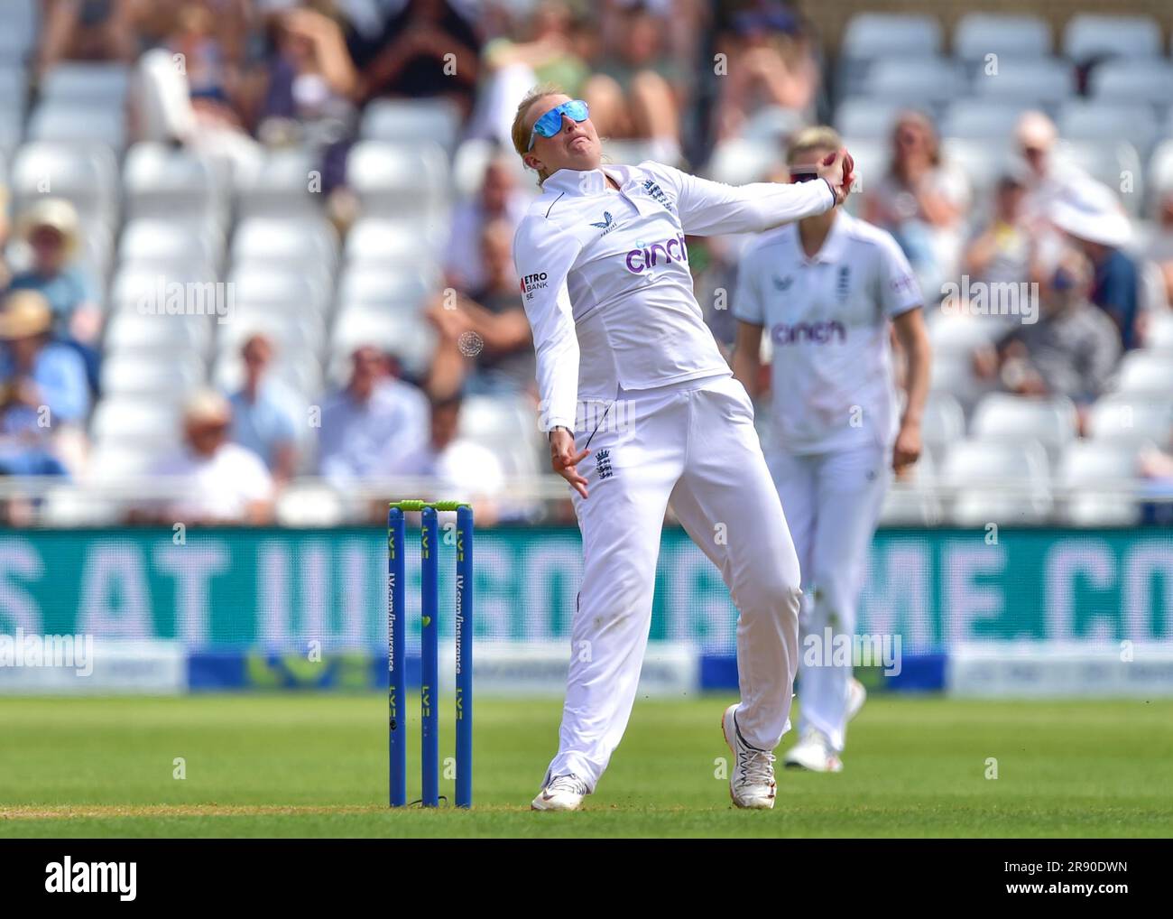 Sophie ecclestone england bowling out kim garth hi-res stock ...