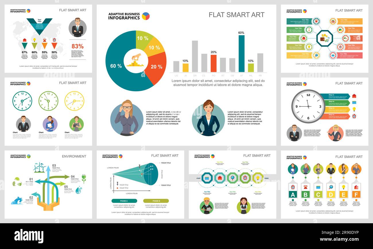 Colorful analysis charts set for presentation slide templates Stock ...
