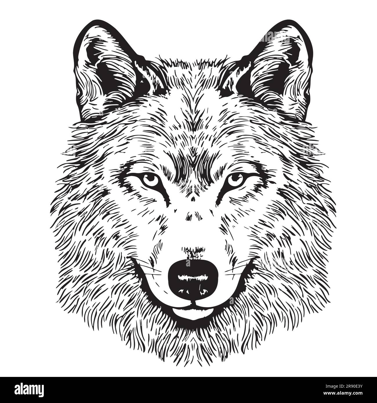 Wolf portrait sketch hand drawn in doodle style Wild animals ...