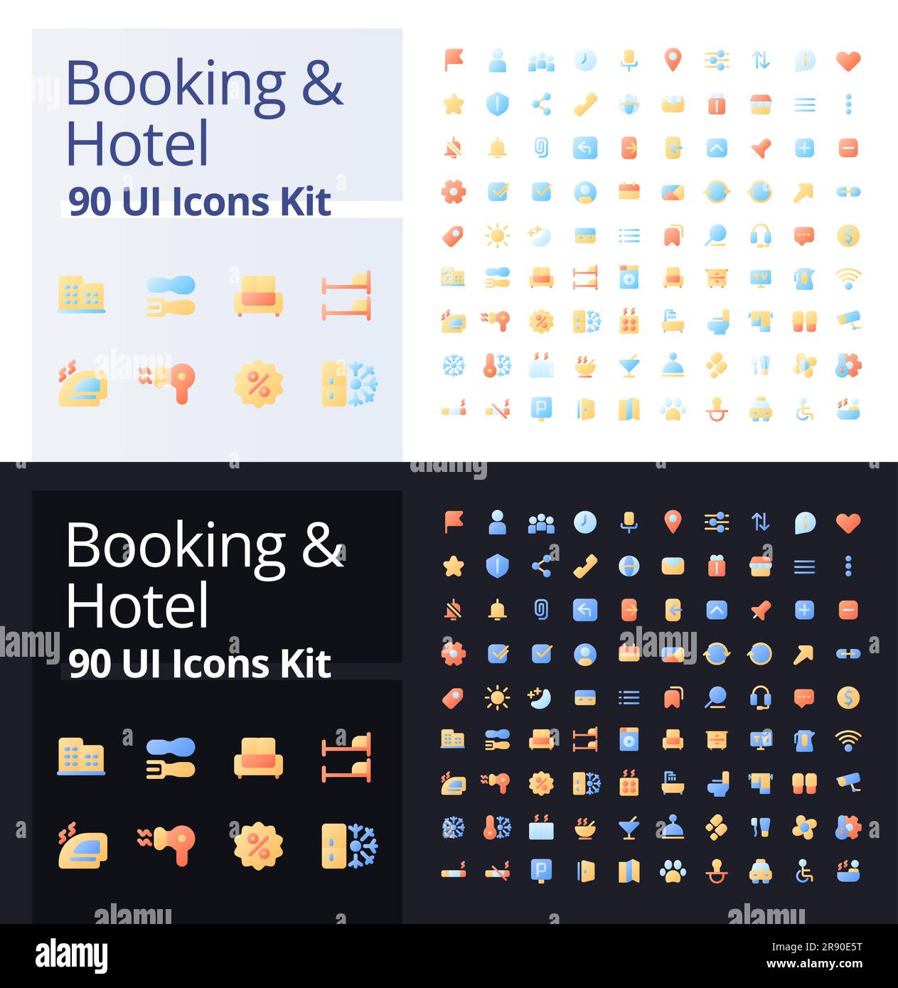 Booking and hotel pixel perfect flat gradient color ui icons kit for ...