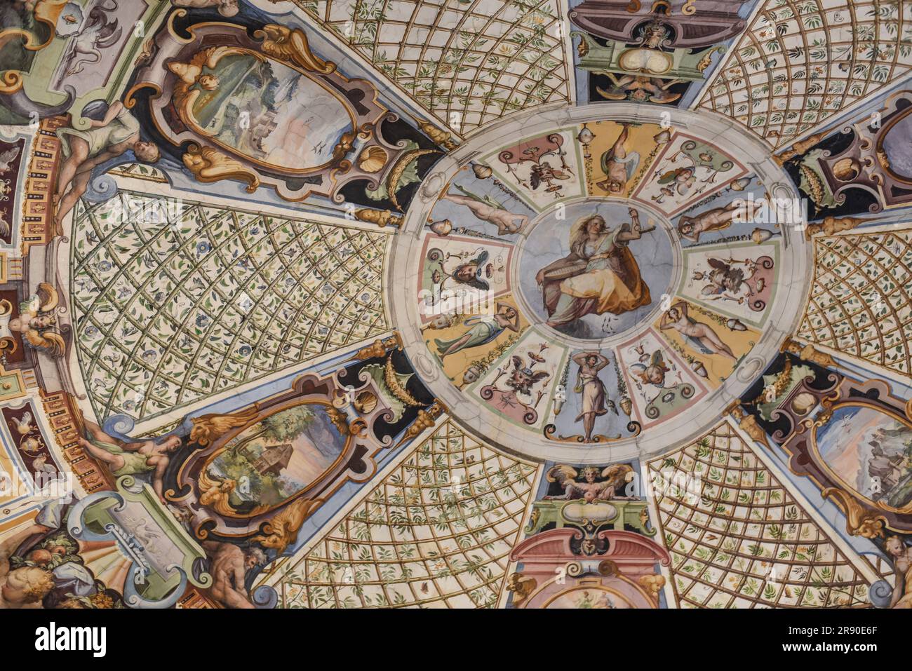Florence, Italy - 20 Nov, 2022: Painted ceilings in the East Corridor ...