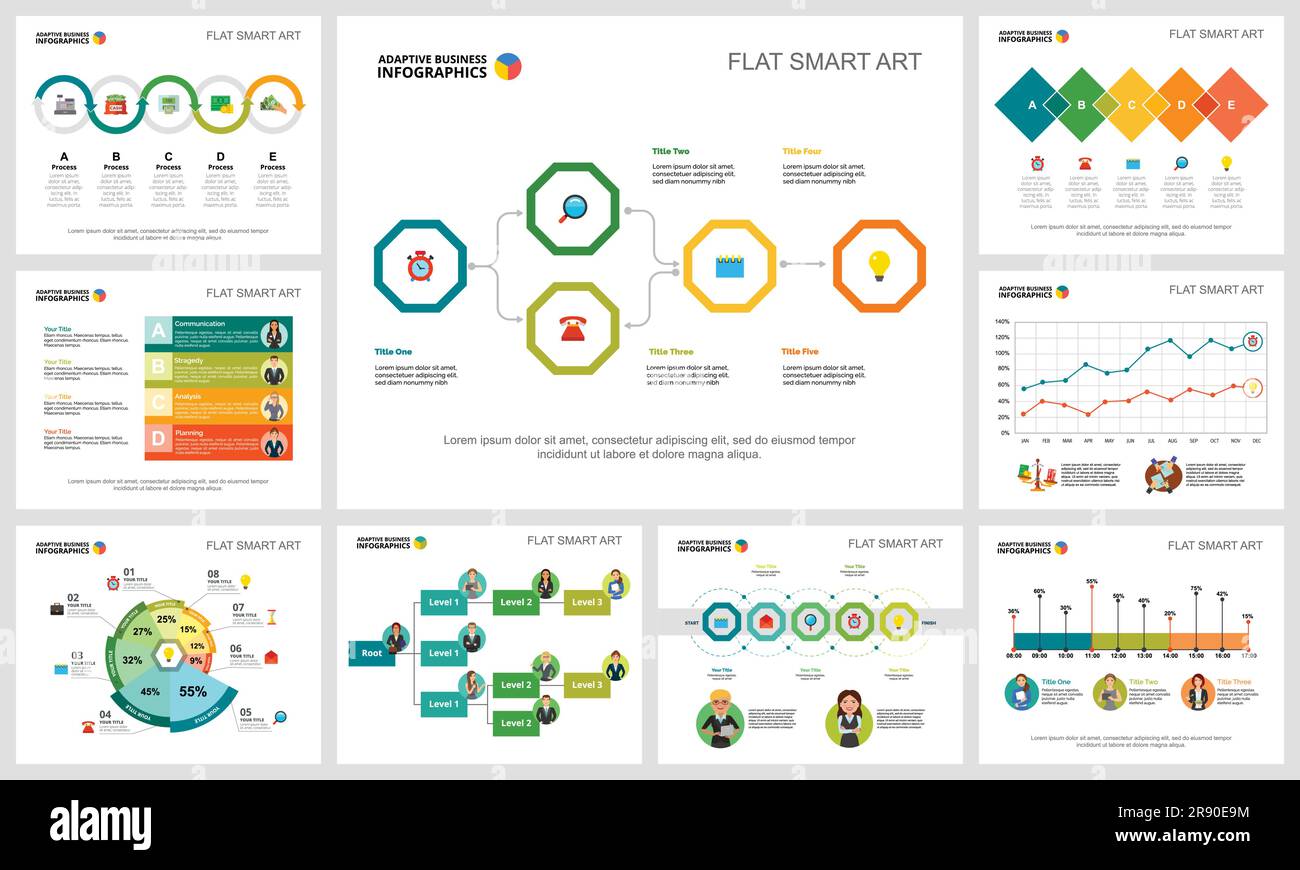 Colorful statistics or training concept infographic charts set Stock ...