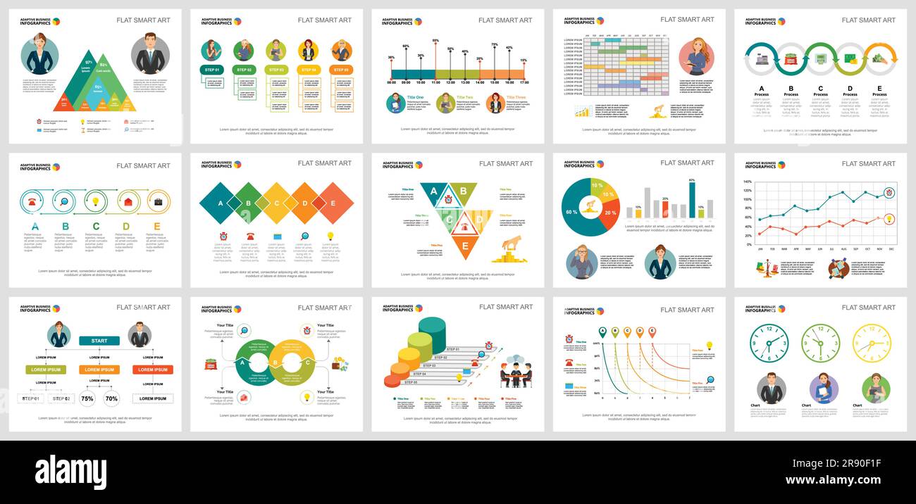Colorful teamwork or planning concept infographic charts set Stock ...