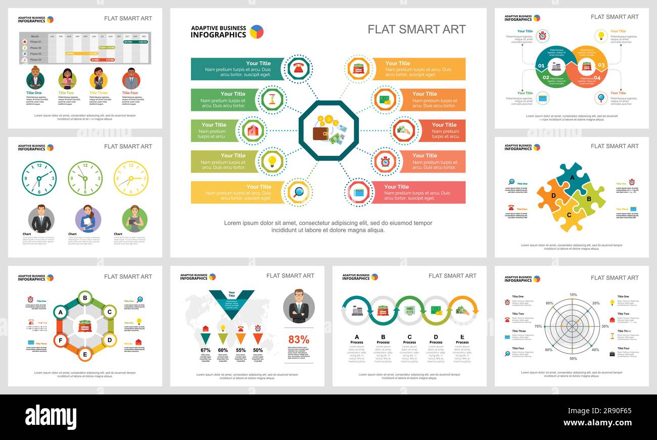 Colorful analytics or consulting concept infographic charts set Stock ...