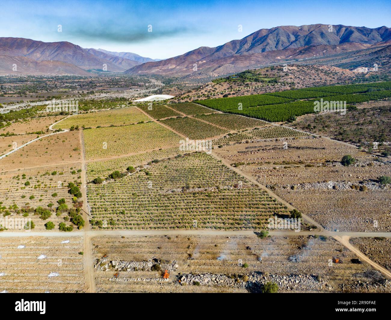 Aerial view of citriculture in Petorca in Chile, South America ...