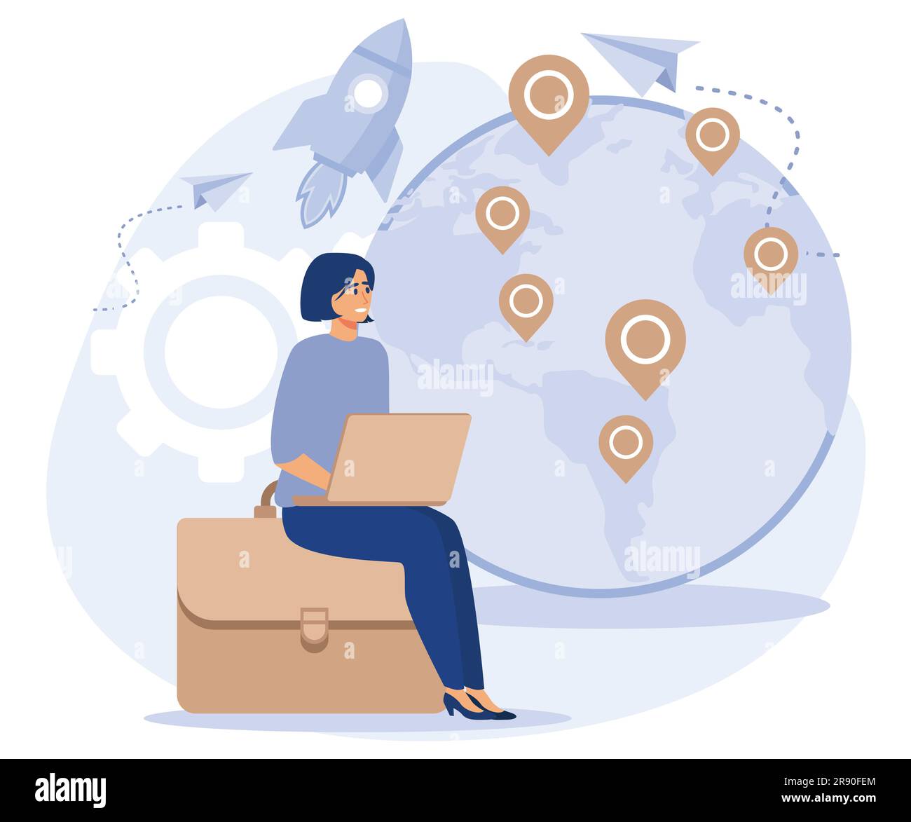 Hiring employees concept, Expat work, job interview, teamwork power ...