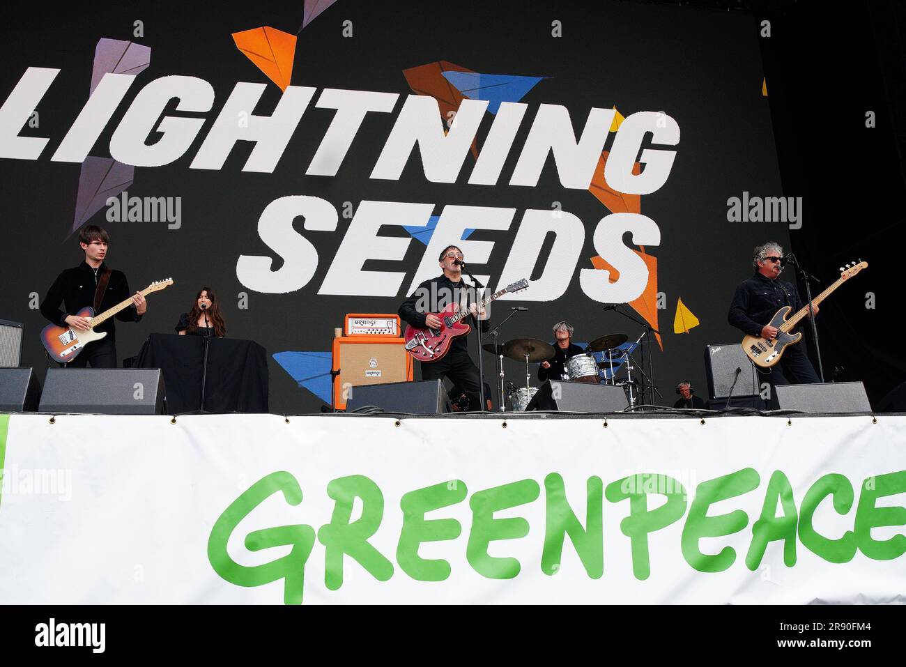 The Lightning Seeds performing on the Other Stage at the Glastonbury ...