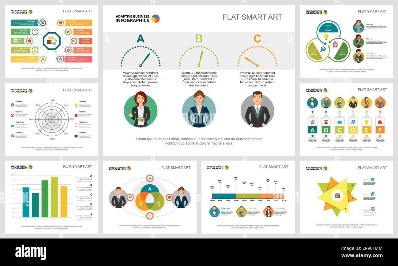 Colorful statistics or banking concept infographic charts set Stock ...