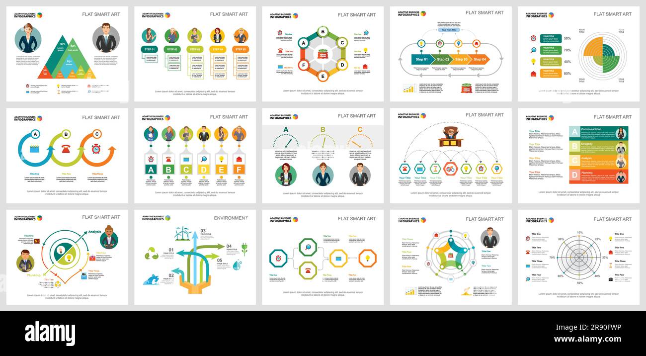 Colorful planning or economy concept infographic charts set Stock ...