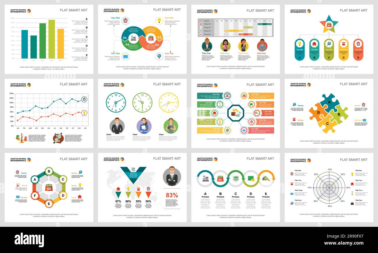 Colorful analytics or consulting concept infographic charts set Stock ...