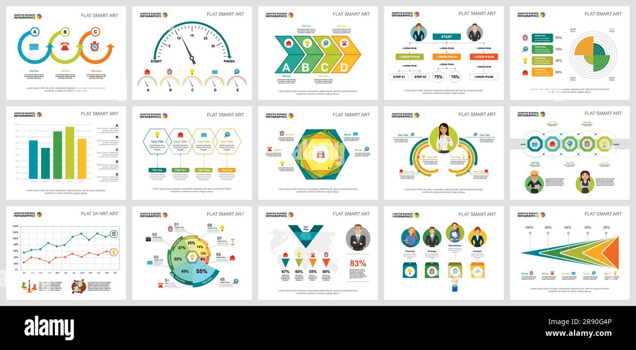 Colorful research or statistics concept infographic charts set Stock ...
