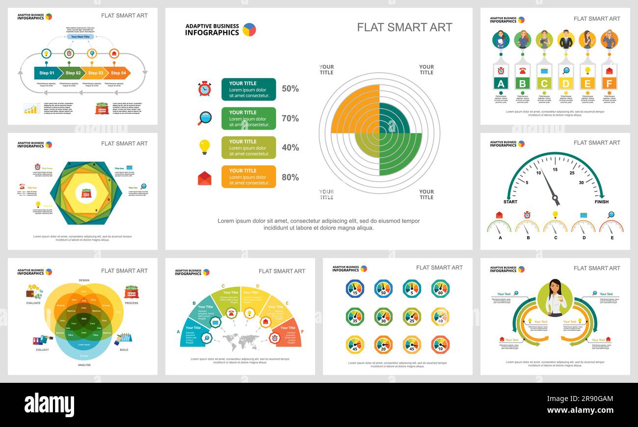 Colorful promotion or training concept infographic charts set Stock ...