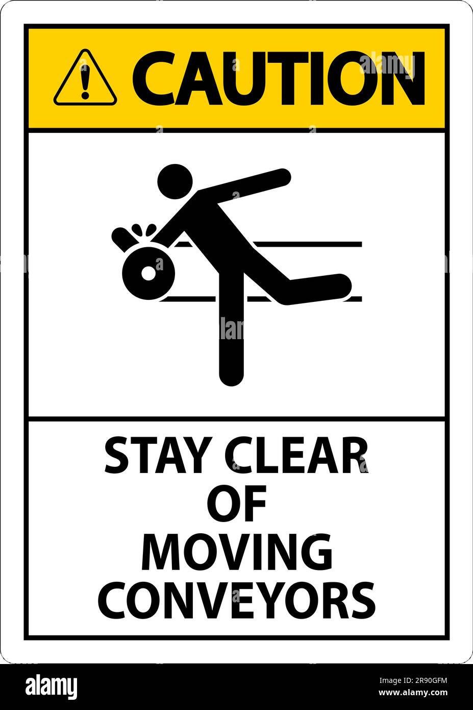 Caution Sign Moving Conveyors Stay Clear Stock Vector Image & Art - Alamy