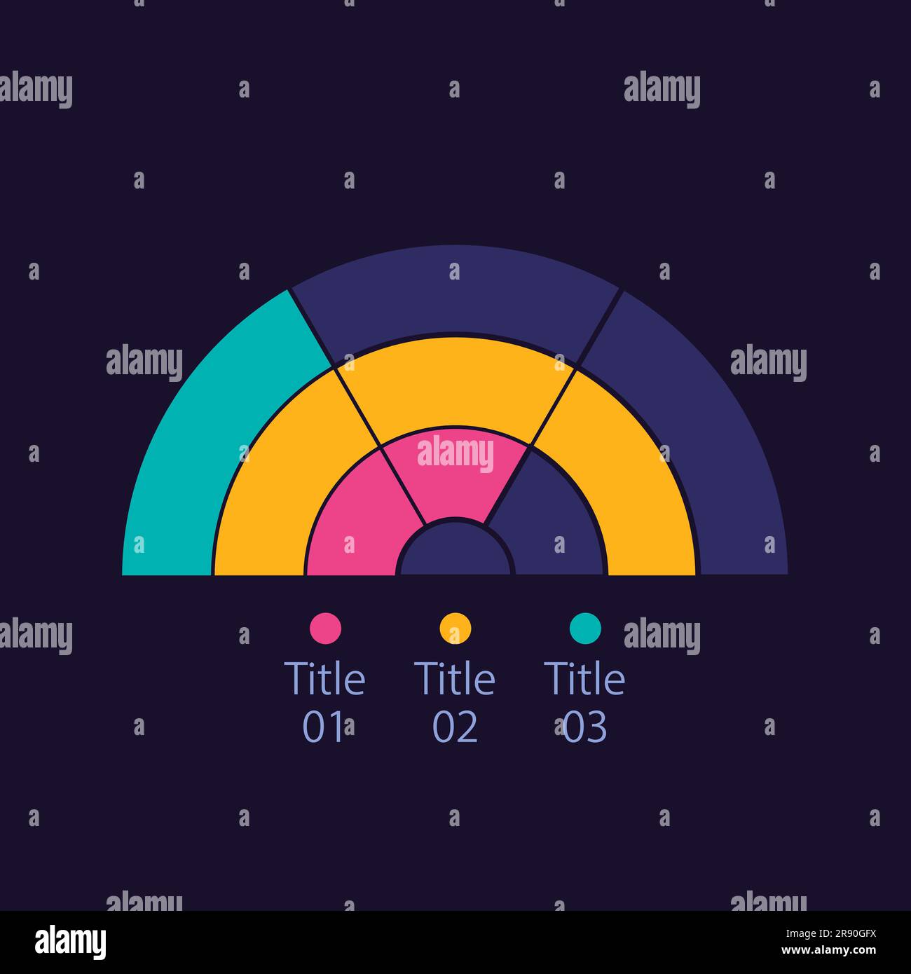 Semicircle infographic chart design template for dark theme Stock ...