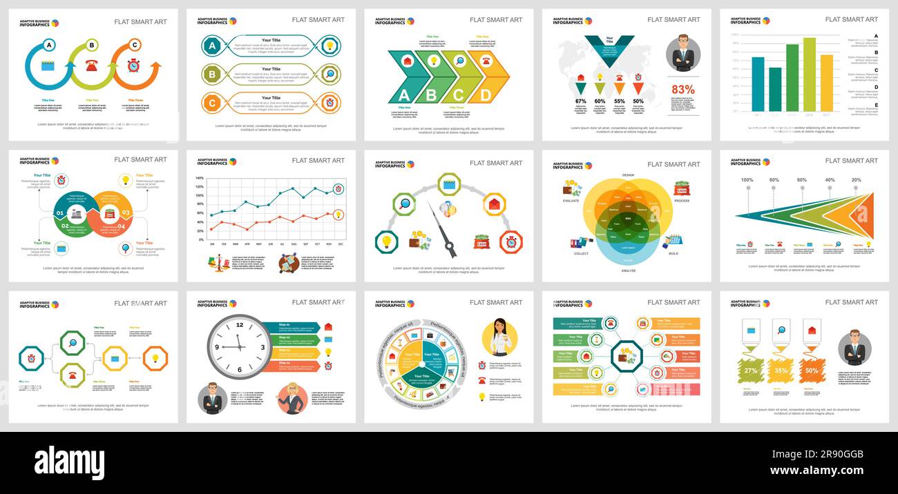 Colorful analysis or banking concept infographic charts set Stock ...