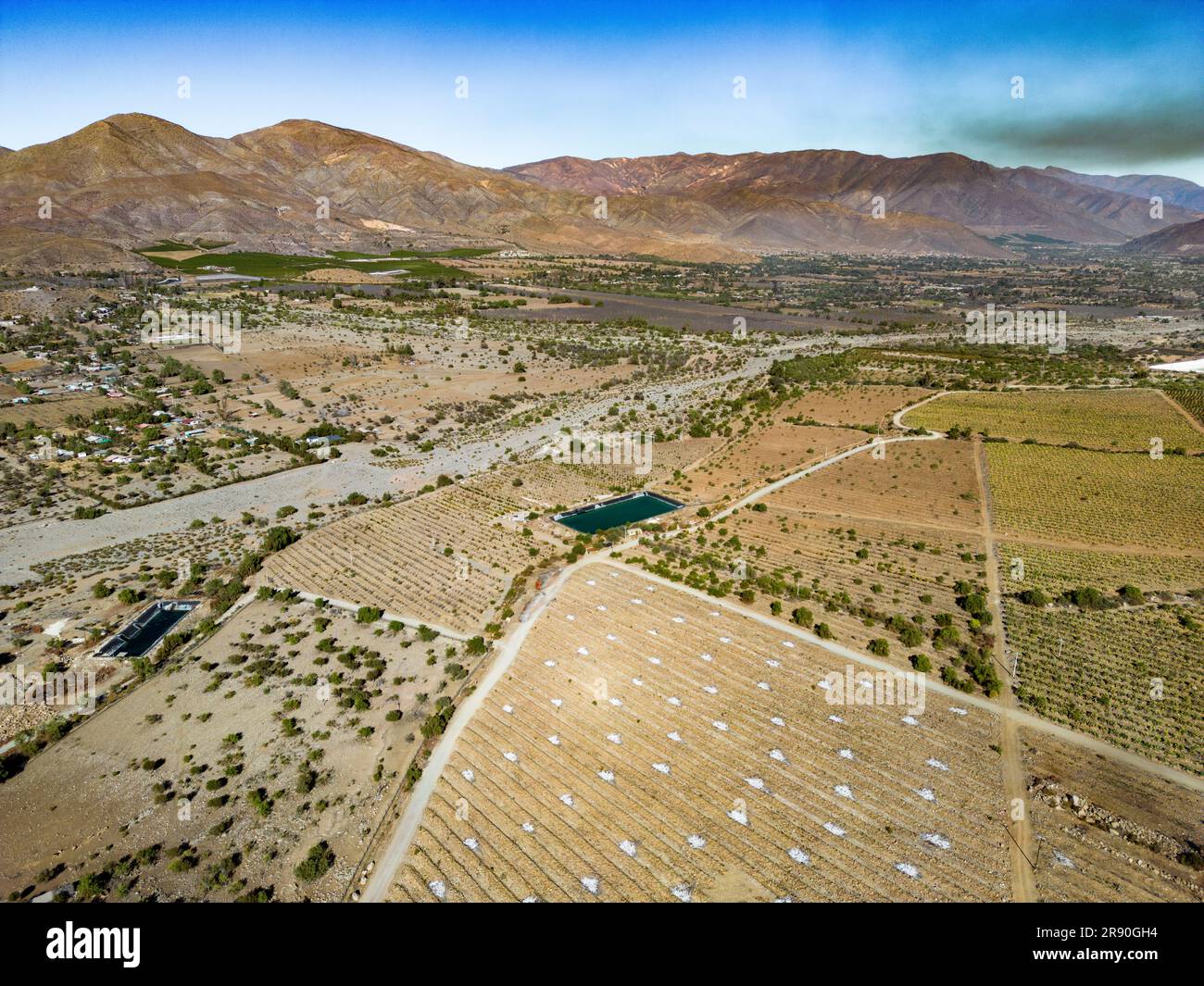 Aerial view of citriculture in Petorca in Chile, South America ...