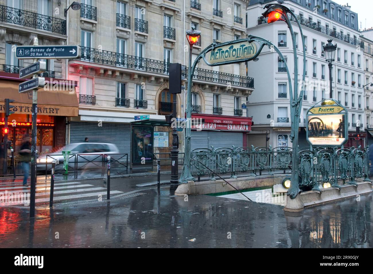 Anvers Metro Station, Montmartre, Paris, France, Rainy Day Stock Photo ...