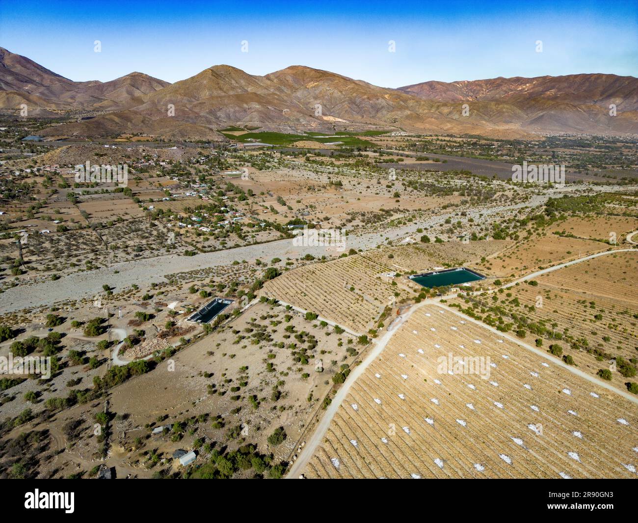 Aerial view of citriculture in Petorca in Chile, South America ...