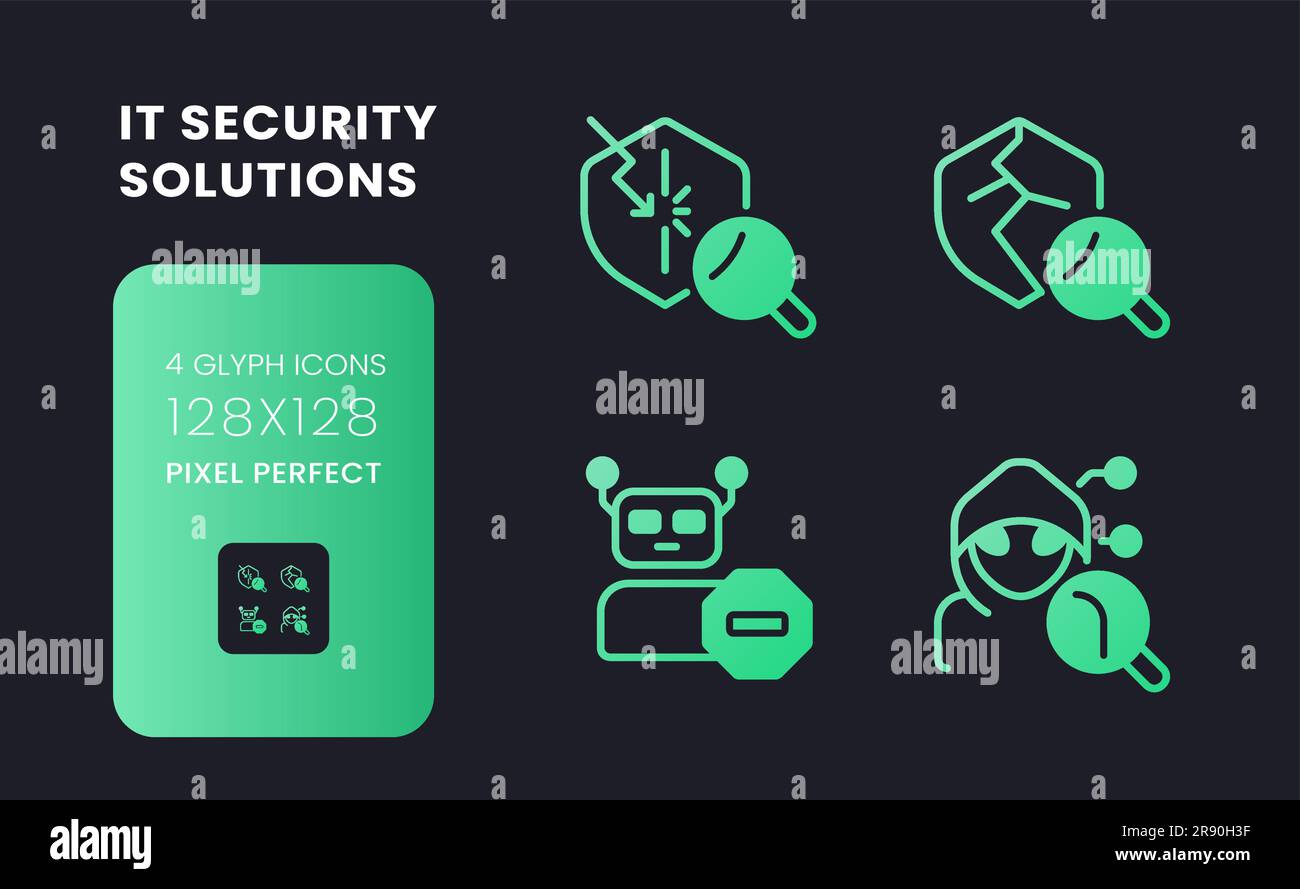 Cybersecurity solutions green solid gradient desktop icons Stock Vector Image & Art - Alamy