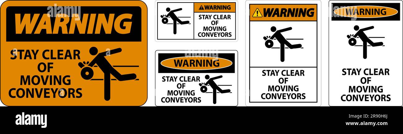 Warning Sign Moving Conveyors Stay Clear Stock Vector Image & Art - Alamy