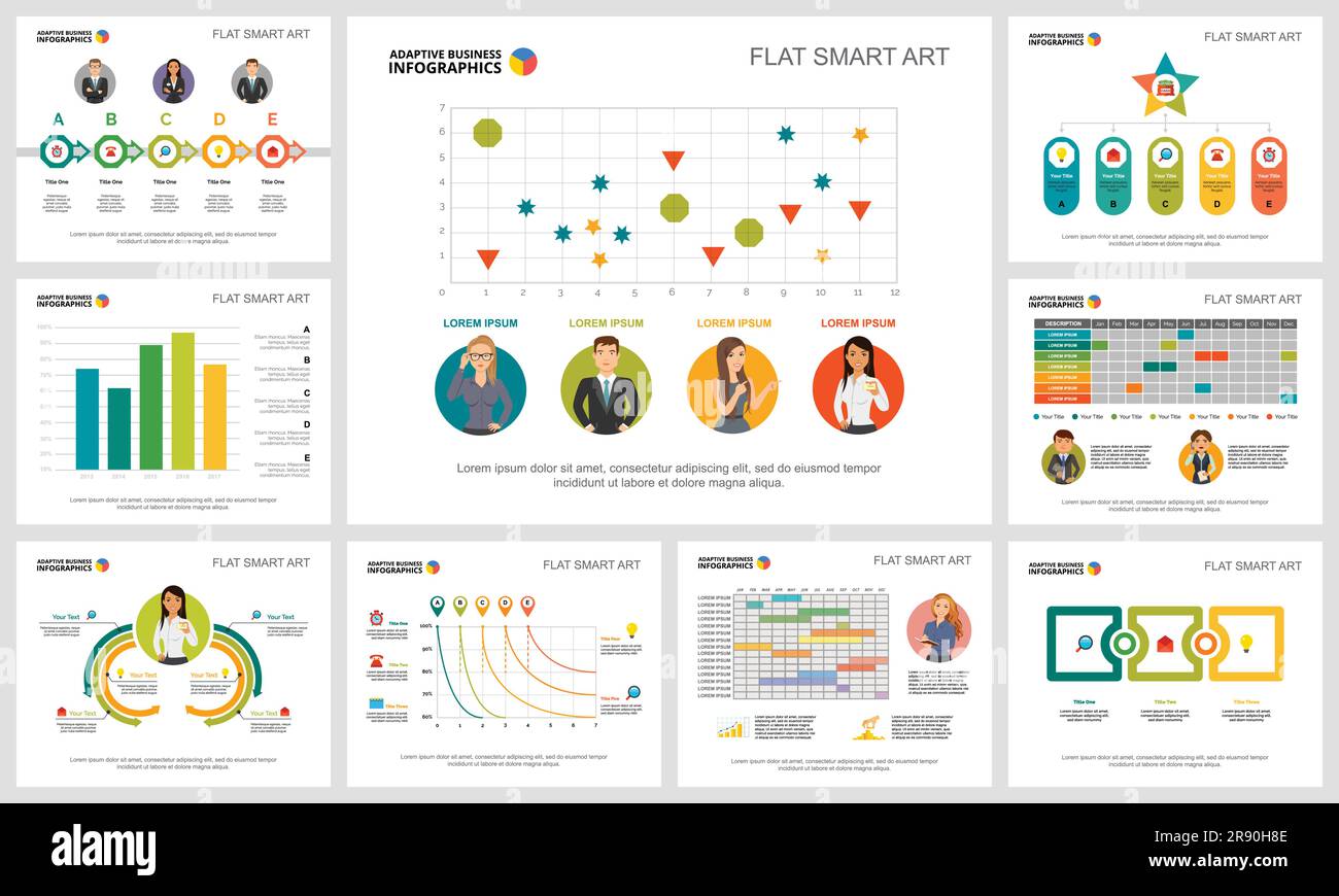 Colorful project or marketing concept infographic charts set Stock ...