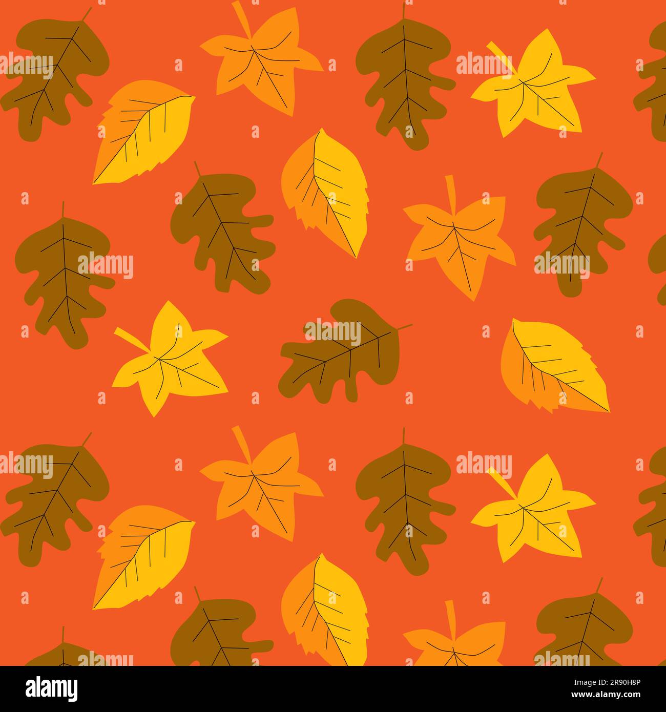 autumn leaves seamless pattern in a hand drawn Stock Vector Image & Art ...
