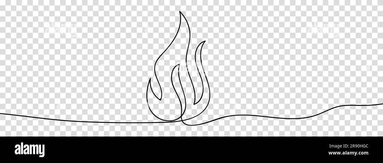 Fire flame continuous line drawing art. Vector illustration isolated on ...