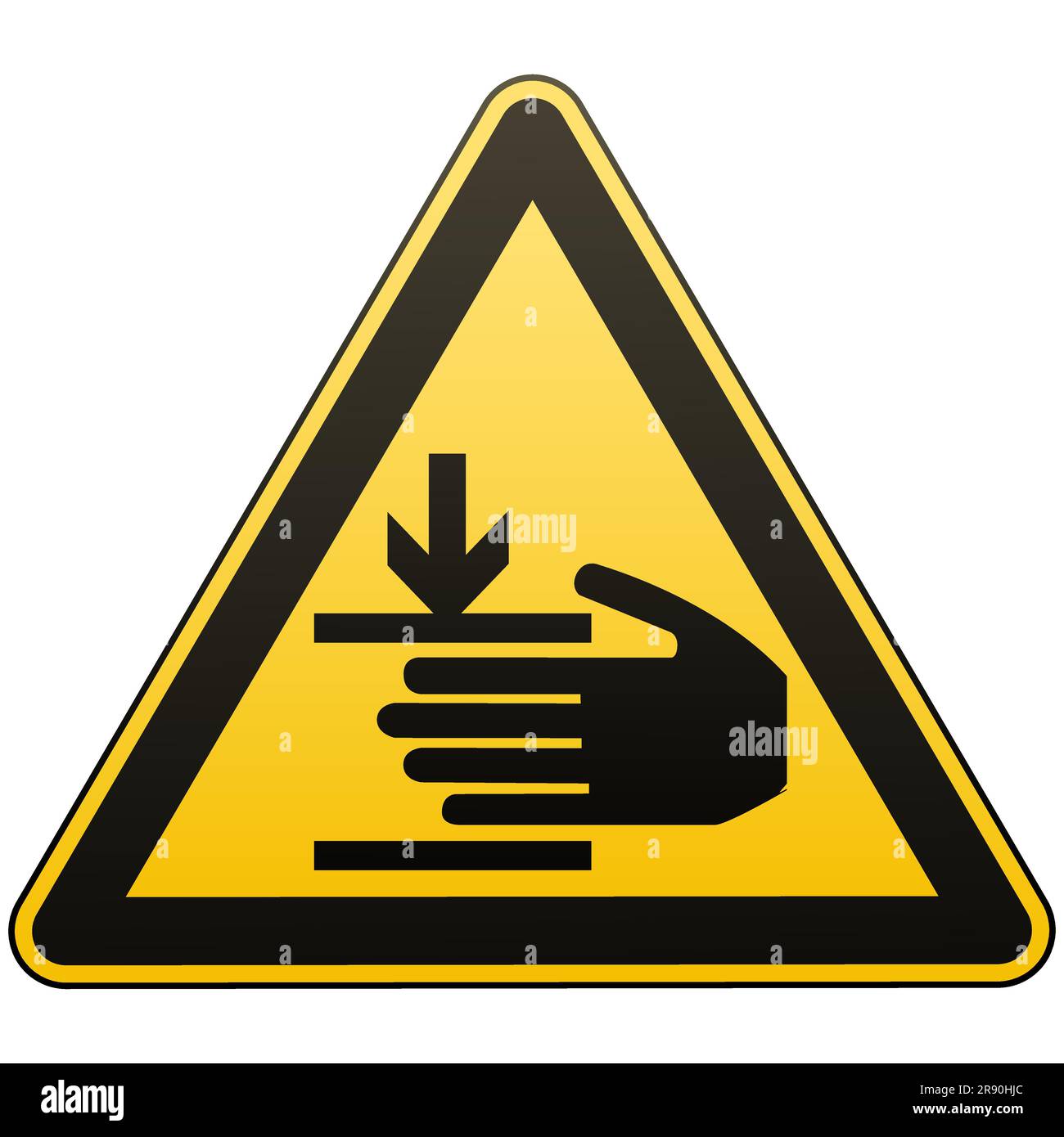 Caution, hands may be injured. Attention is dangerous. Warning sign ...