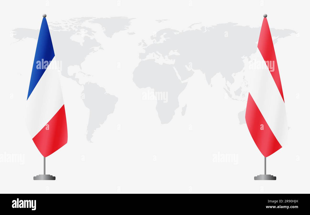 France and Austria flags for official meeting against background of ...
