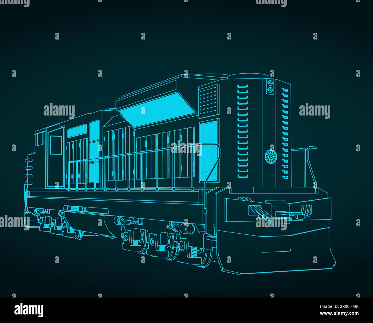 Stylized vector illustration of drawings of diesel locomotive Stock Vector Image & Art - Alamy