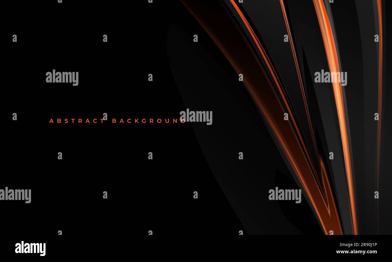 Bright black and orange vector abstract background with ribbons and ...