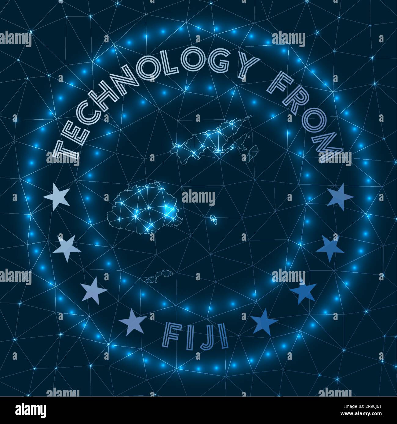 Technology From Fiji. Futuristic geometric badge of the country ...