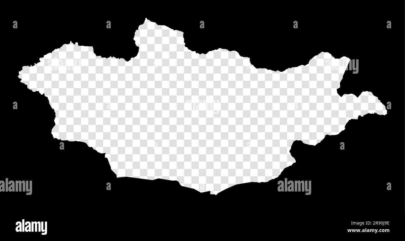 Stencil map of Mongolia. Simple and minimal transparent map of Mongolia ...