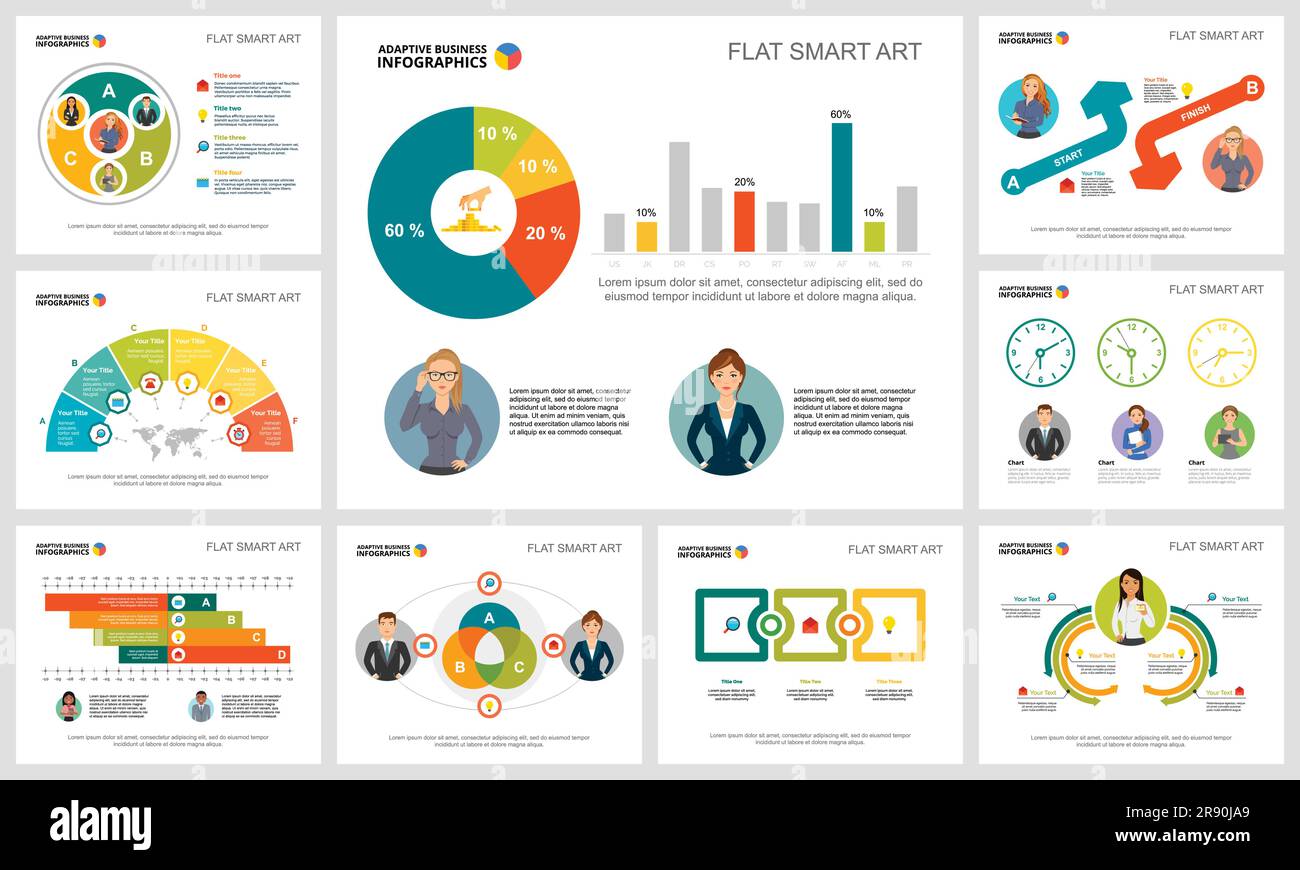 Colorful strategy or planning concept infographic charts set Stock ...
