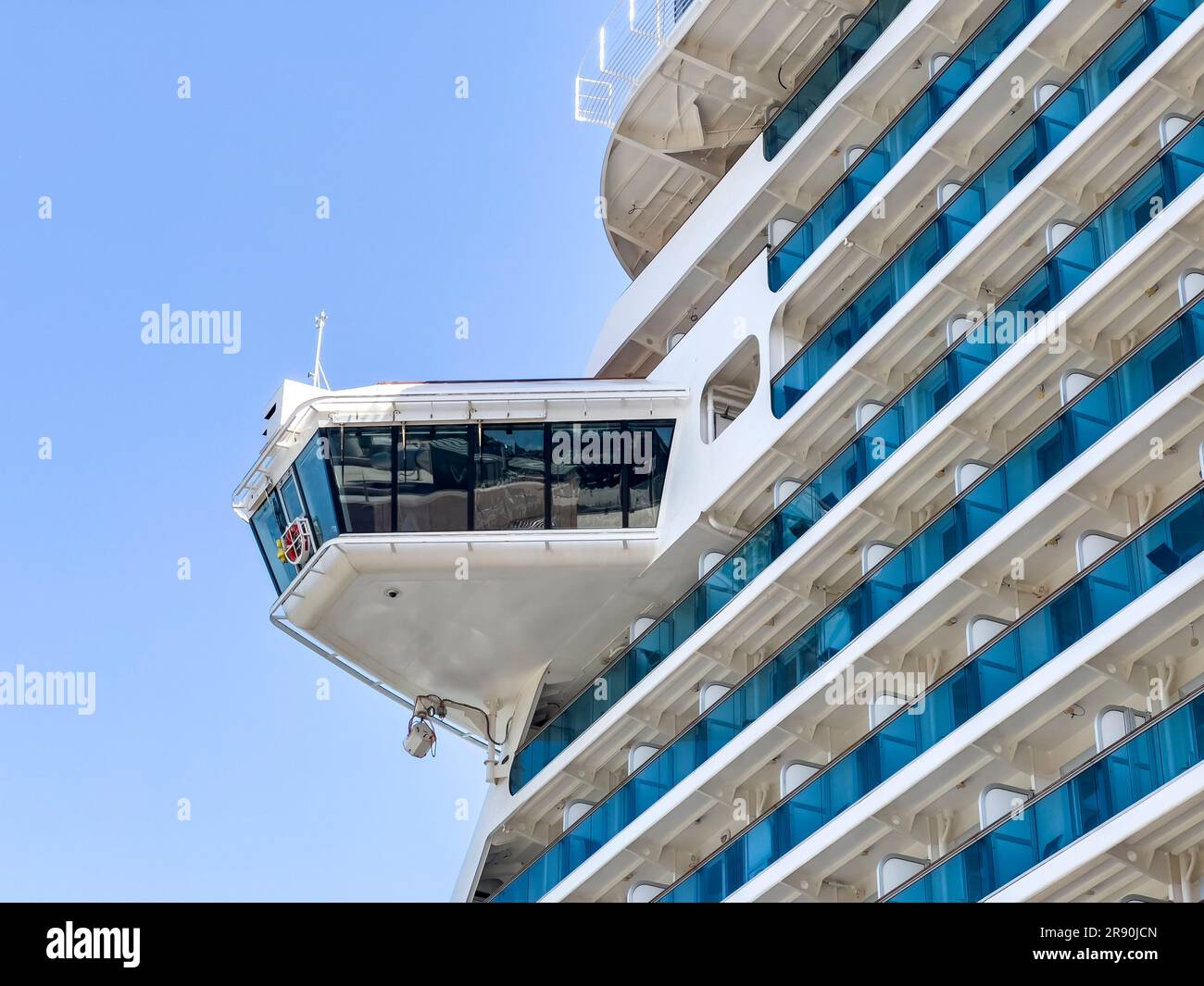 Istanbul, Turkey - 09/15/2022; Captain's cockpit on high cruise ship ...