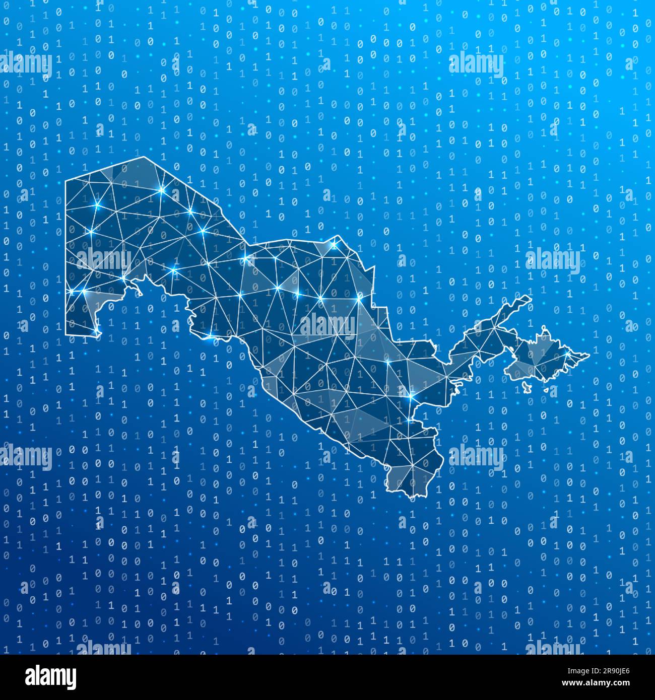 Network map of Uzbekistan. Country digital connections map. Technology ...
