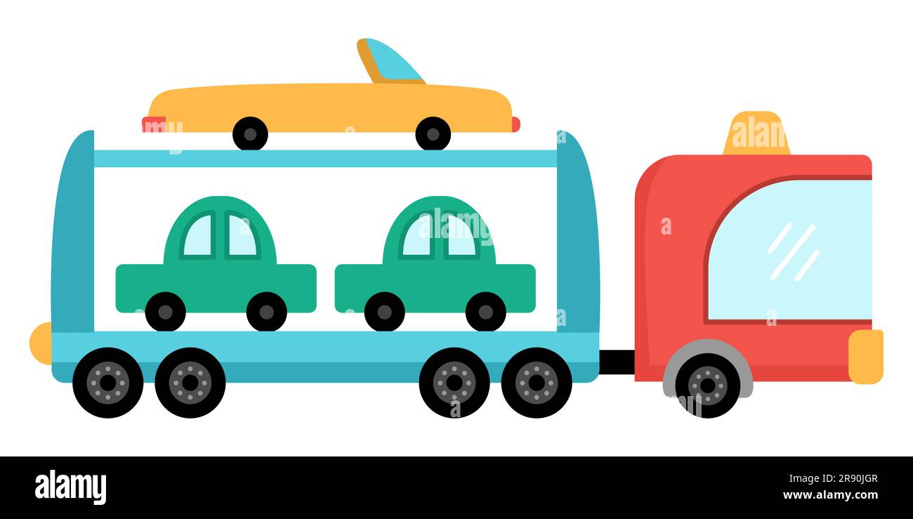 Vector car carrier car. Funny automobile for kids. Cute vehicle clip ...