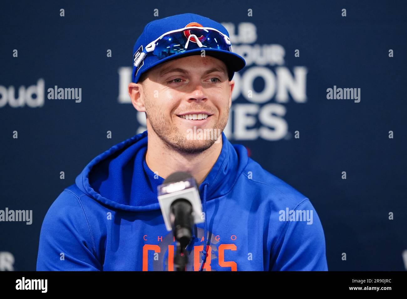 Chicago Cubs’ Nico Hoerner speaks in a press conference during a ...