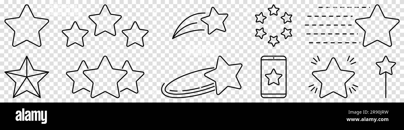Set of star line icons. Vector illustration isolated on transparent ...