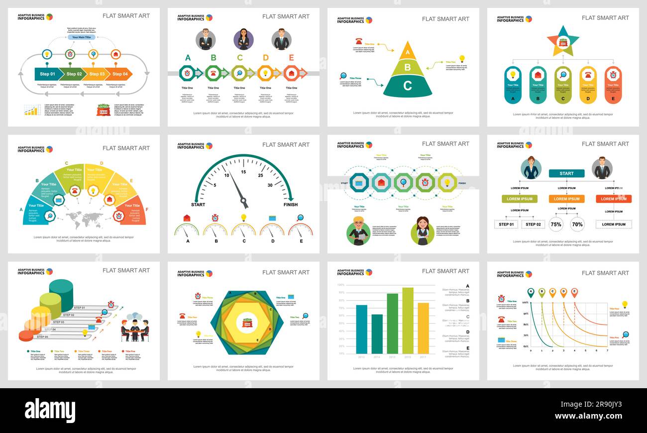 Colorful research or management concept infographic charts set Stock ...