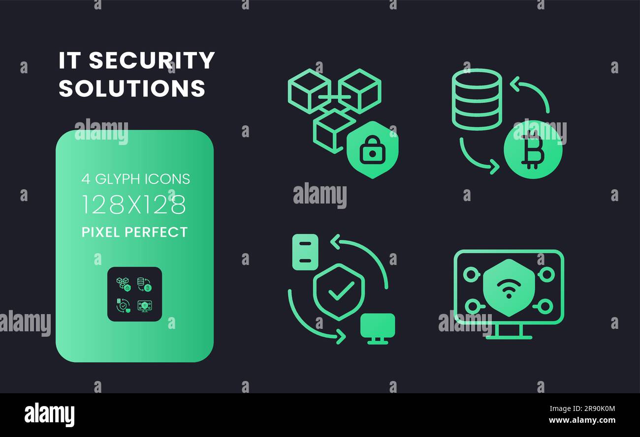 Data privacy solutions green solid gradient desktop icons Stock Vector ...