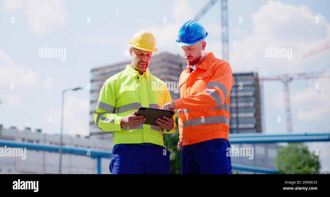 OSHA Inspector At Construction Site. Engineer Workers Stock Photo - Alamy