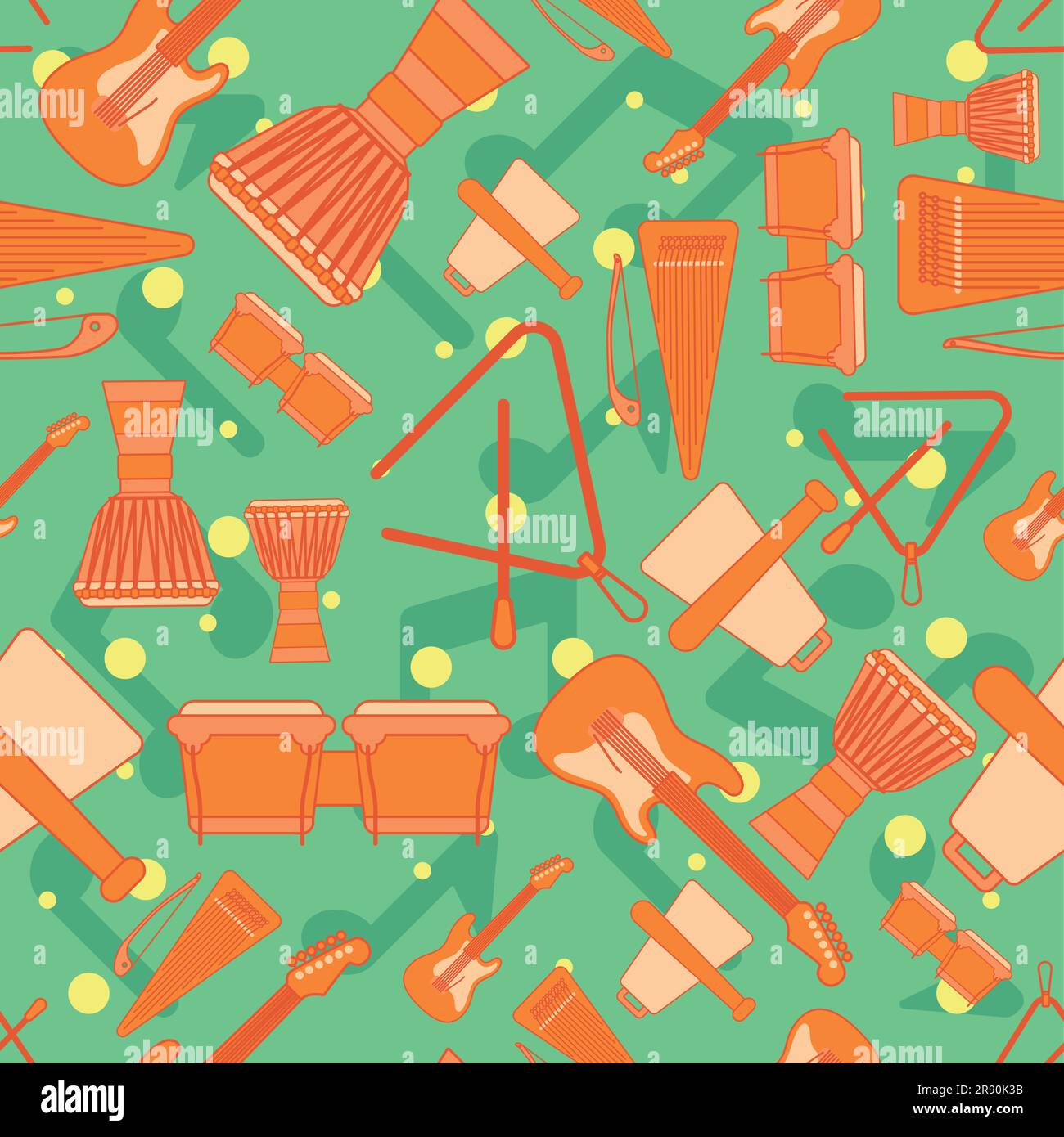 Colored seamless pattern background with musical instruments Vector ...